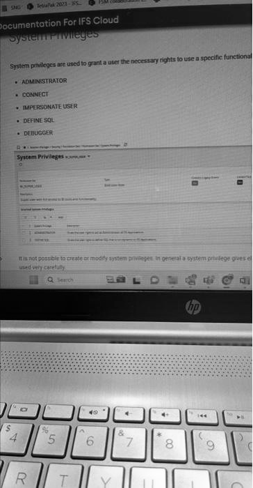 SNG BetaPak 2023 - IFS - Documentation For IFS Cloud System Privileges System privileges are ...