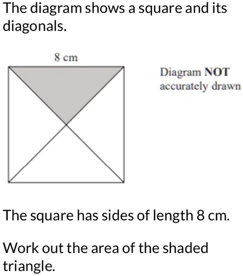 SOLVED: The diagram shows a square and its diagonals. 8 cm Diagram NOT ...