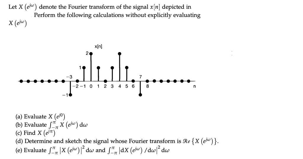 let x ejw denote the fourier transform of the signal xn depicted in perform the following ...