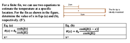 SOLVED: For a finite fin, we can use two equations to estimate the ...