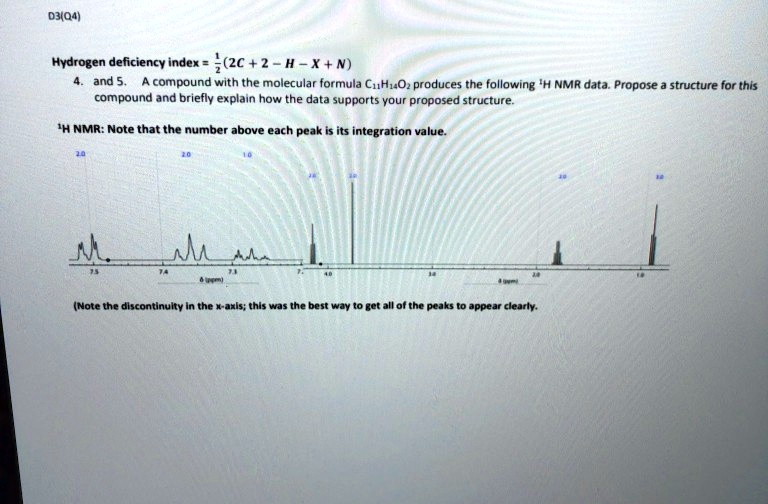 D3(Q4) Hydrogen deficiency index = (1)/(2)(2C + 2 - H - X + N) 4. and 5 ...