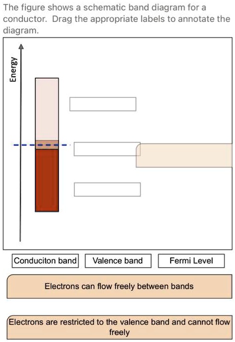 The figure shows a schematic band diagram for a conductor. Drag the ...