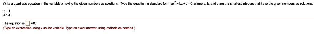 wmla quadralic qualion ine variable havno aivun numbers solulions type ...