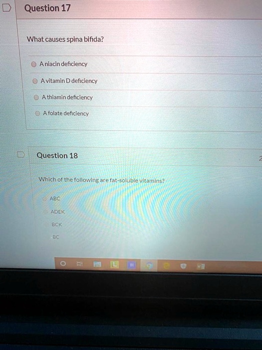 SOLVED:Question 17 What causes spina bifida? Aniacin deficiency ...