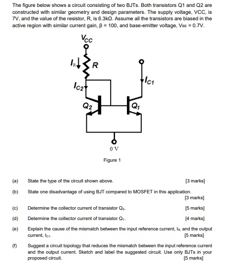 the figure below shows a circuit consisting of two bjts both transistors q1 and q2 are ...