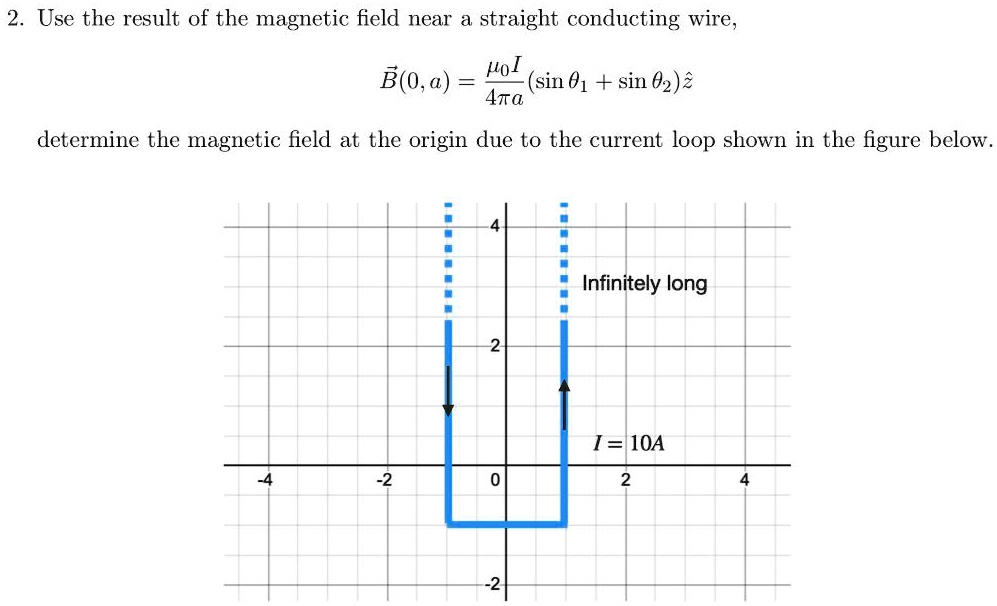 SOLVED: Use the result of the magnetic field near a straight conducting wire -sin(Î¸1)+sin(Î¸2 ...