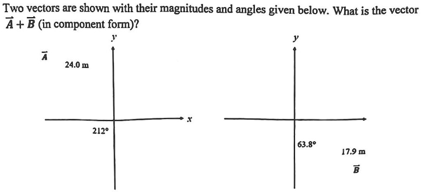 two vectors are shown with their magnitudes and angles given below what is the vector two ...