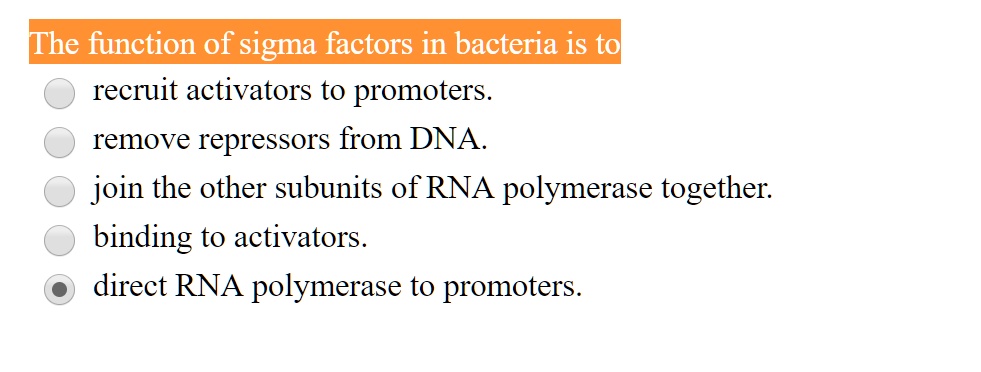 the function of sigma factors in bacteria is tol recruit activators to ...