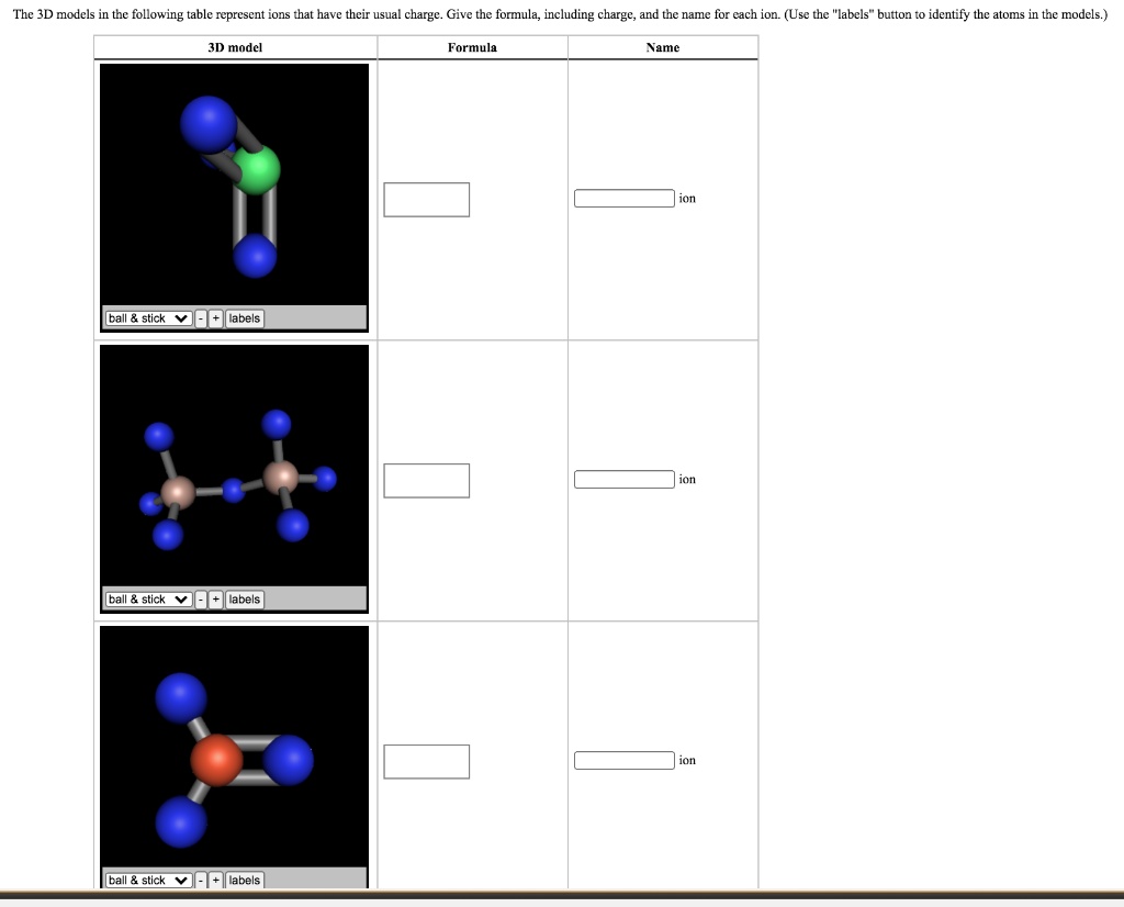 the 3d models in the following table rcpresent ions that have their ...