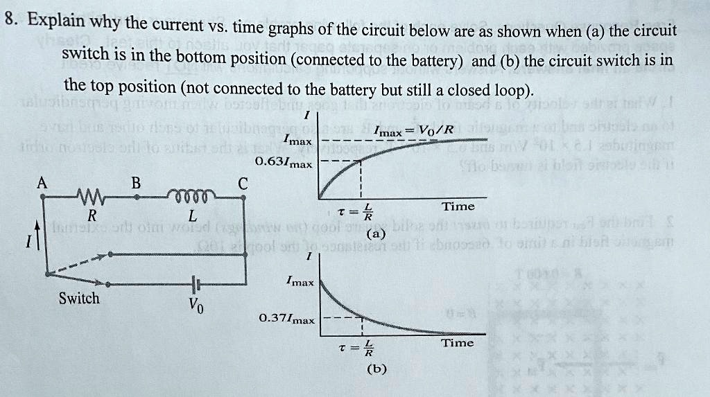 8 explain why the current vs time graphs of the circuit below are as ...