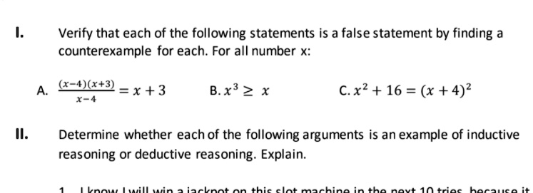 SOLVED: Verify that each of the following statements is a false ...