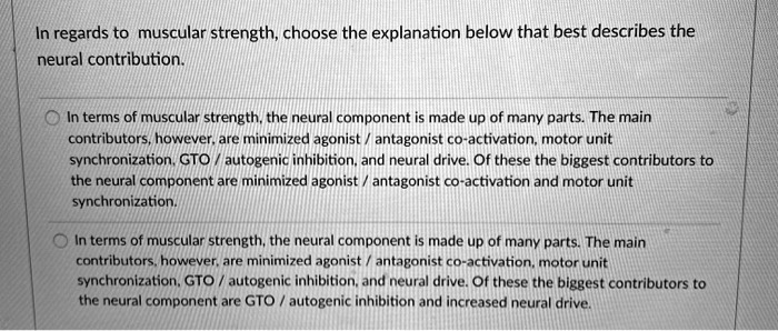 SOLVED: In regards to muscular strength, choose the explanation below ...