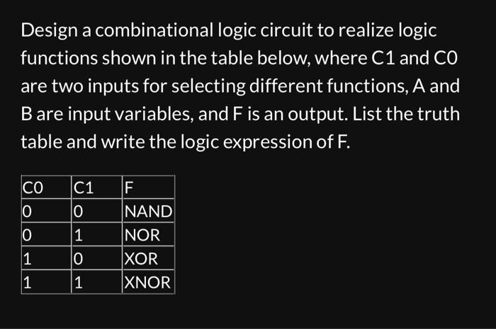 Solved Texts Please Show A Combination Logic Circuit For The