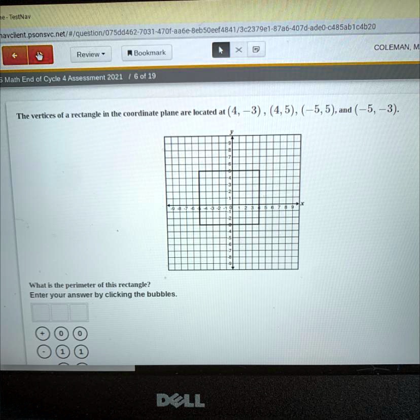 SOLVED: The vertices of a rectangle in the coordinate plane are located ...