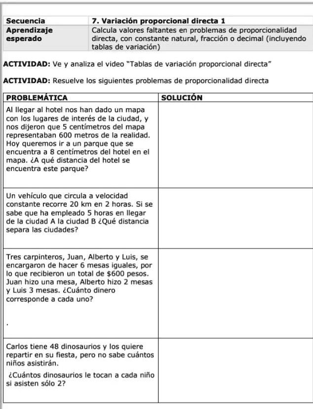 SOLVED: me ayudan porfavor ........... Secuencia Aprendizaje esperado 7. Variación proporcional ...
