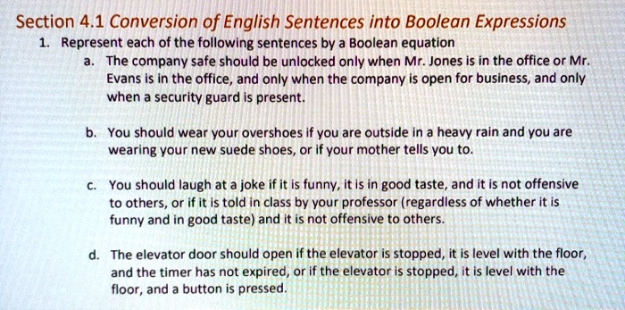 Section 4.1 Conversion of English Sentences into Boolean Expressions 1 ...