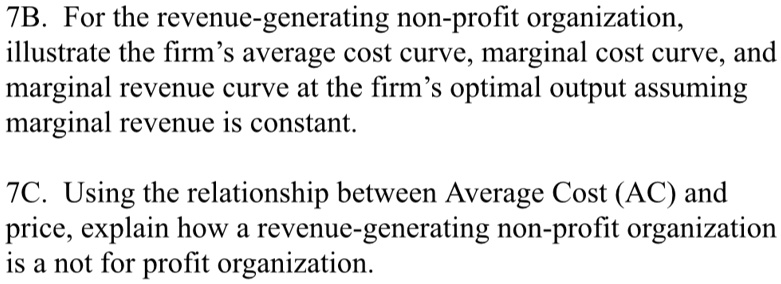 7B. For the revenue-generating non-profit organization, illustrate the ...