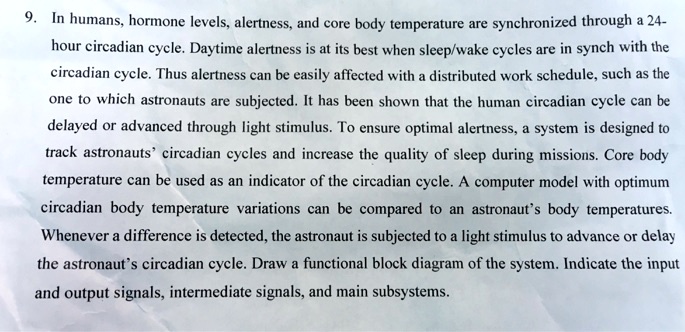 SOLVED: Humans' hormone levels, alertness, and core body temperature ...