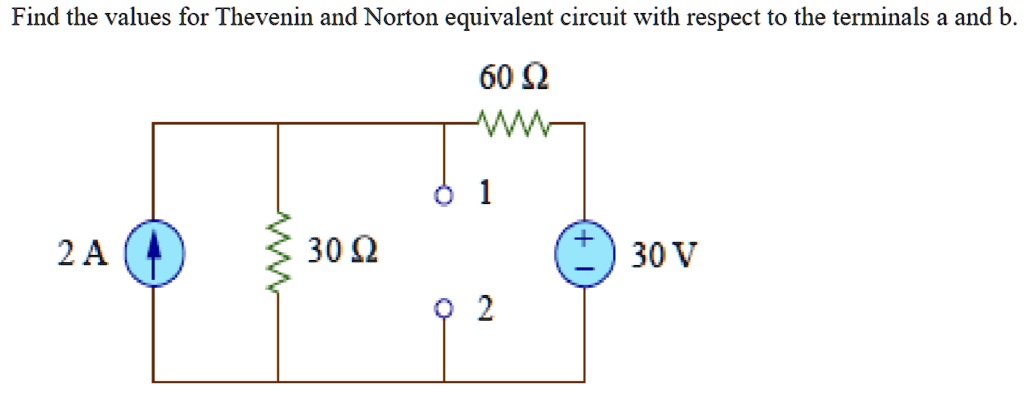 SOLVED: Find the values for Thevenin and Norton equivalent circuits with respect to the ...