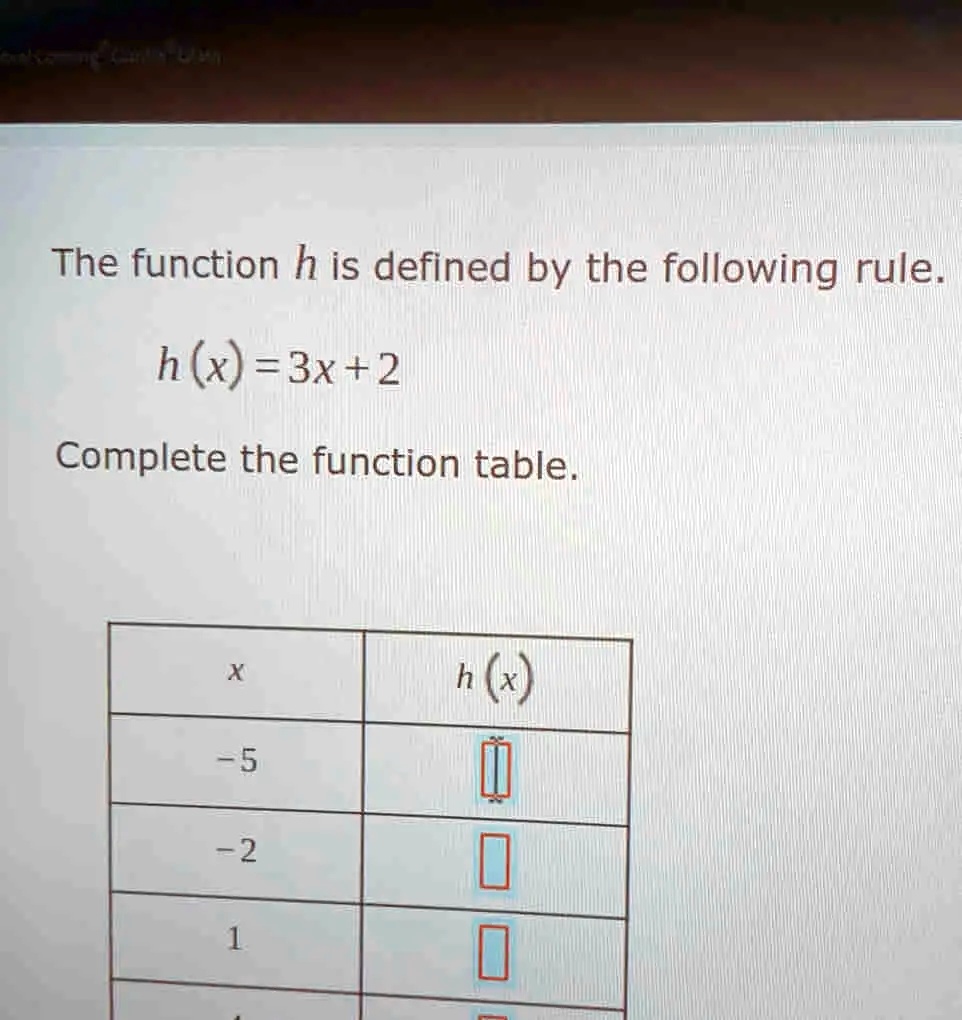 SOLVED: The function h is defined by the following rule h (x)=3x+2 ...