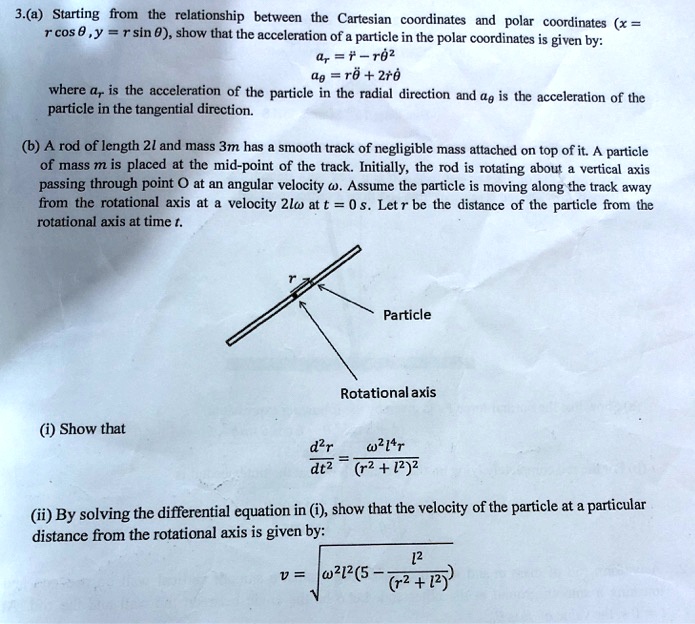 SOLVED: 3.(a) Starting from the relationship between the Cartesian ...