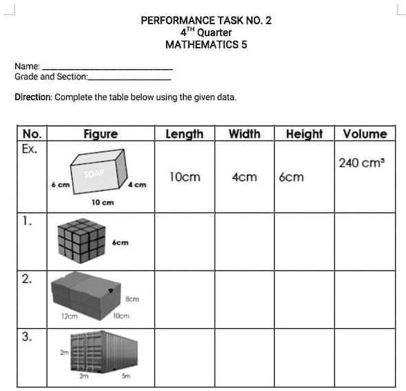 guys pa help po please performance task no2 4 quarter mathematics 5 name grade and section ...