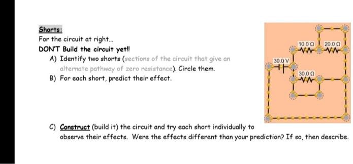 shortai for the circuit at right dont build the circuit yetll identify ...