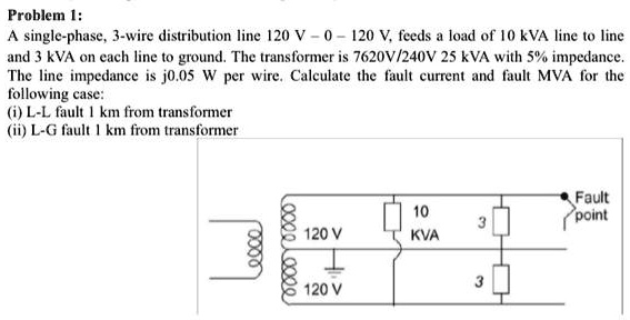 SOLVED: Problem 1: A single-phase, 3-wire distribution line 120 V-0-120 V feeds a load of 10 kVA ...