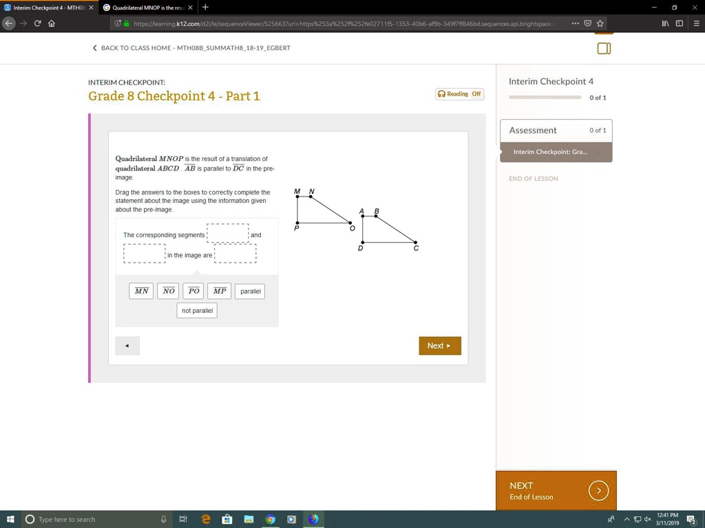 SOLVED: 'Quadrilateral MNOP is the result of a translation of ...