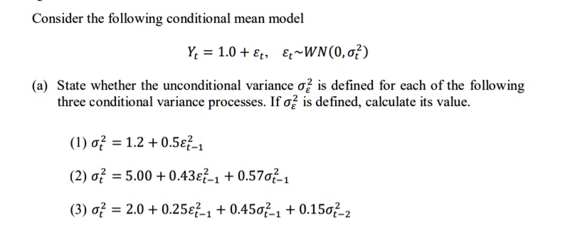 consider the following conditional mean model yt 10 et etwn002 state ...