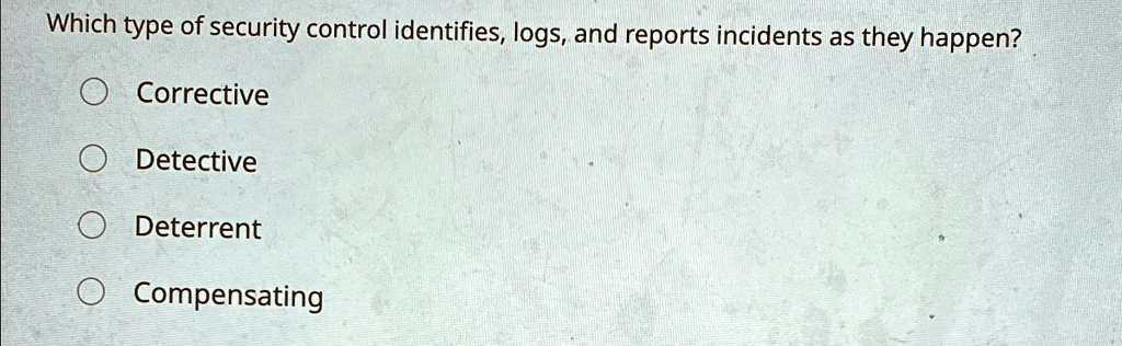 SOLVED: Which type of security control identifies, logs, and reports ...