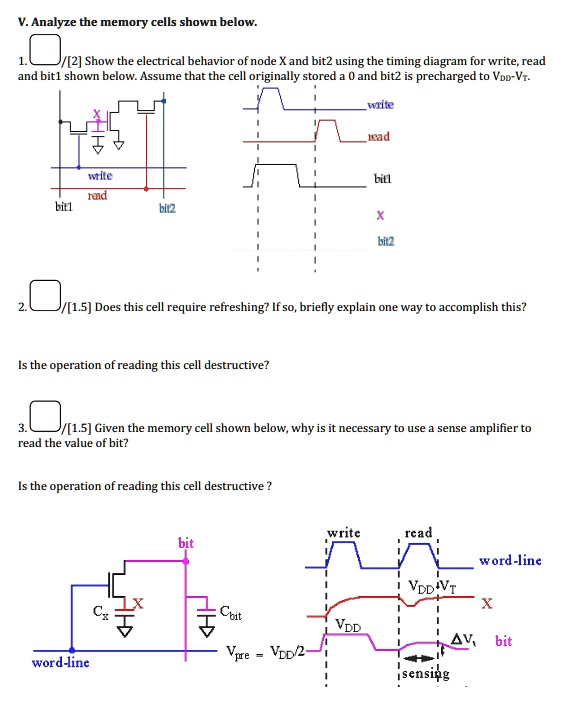 SOLVED: V. Analyze the memory cells shown below. [2] Show the ...