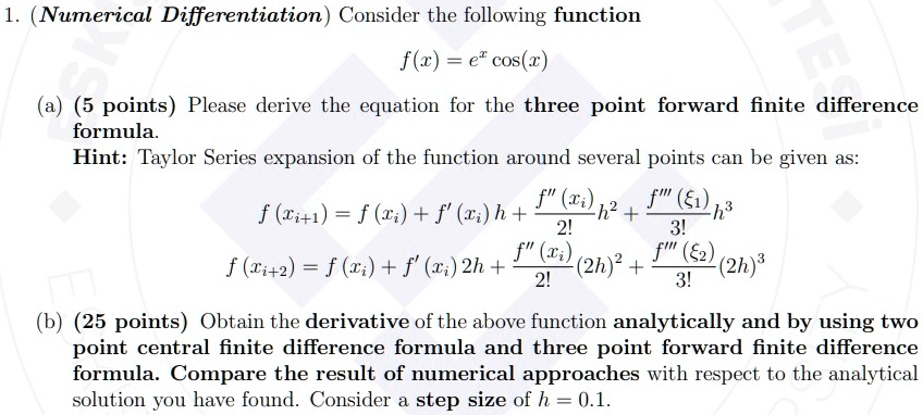 1 numerical differentiation consider the following function fx ex cosx ...