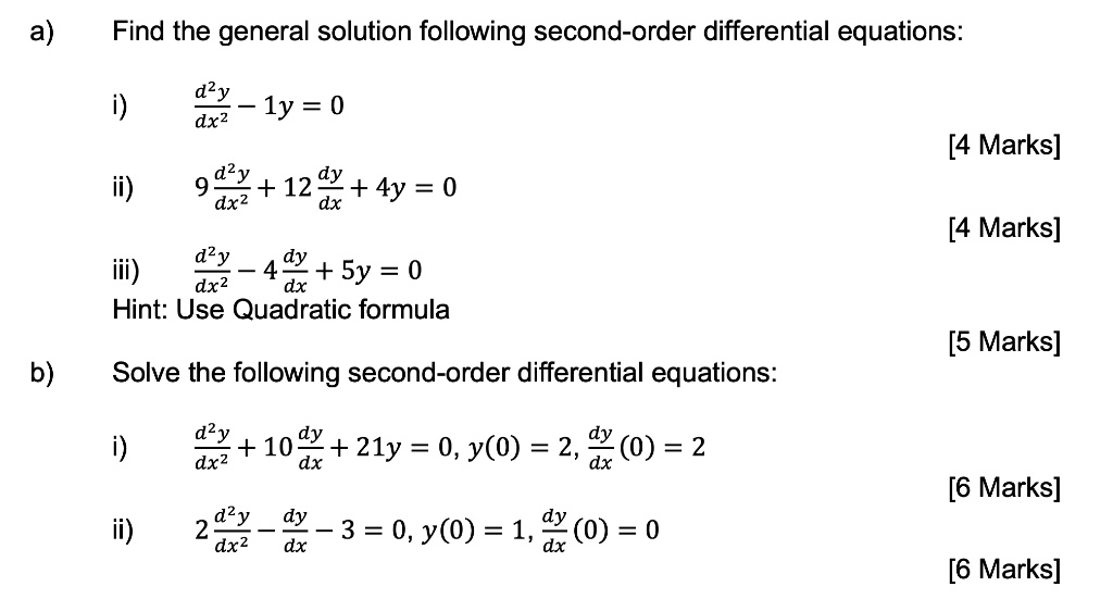 SOLVED:Find the general solution following second-order differential ...