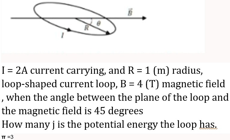 SOLVED: I = 2A current carrying, and R = 1 (m) radius, loop-shaped current loop. B = 4 (T ...