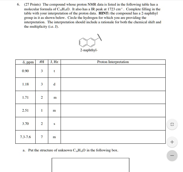 SOLVED: The compound whose proton NMR data listed in the following table has a molecular formula ...