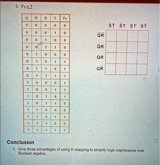 SOLVED: The instructions for question 3: After transferring the truth ...