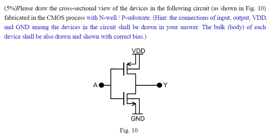 (5%) Please draw the cross-sectional view of the devices in the ...