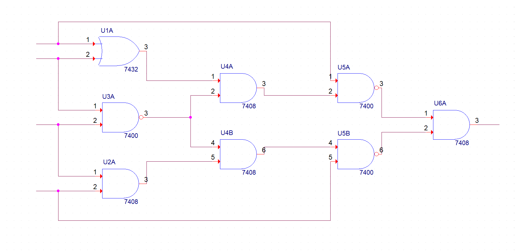 Calculate the outputs for all possible input combinations (0000-1111) for all outputs (G1,...,G8 ...