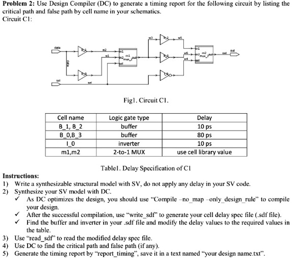SOLVED: Problem 2: Use Design Compiler (DC) to generate a timing report ...
