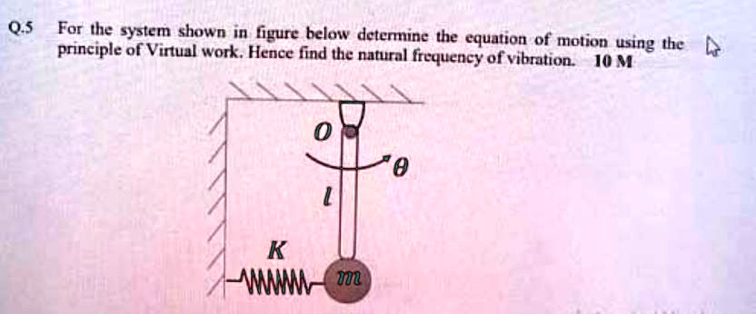 Q.5 For the system shown in figure below determine the equation of motion using the principle of ...