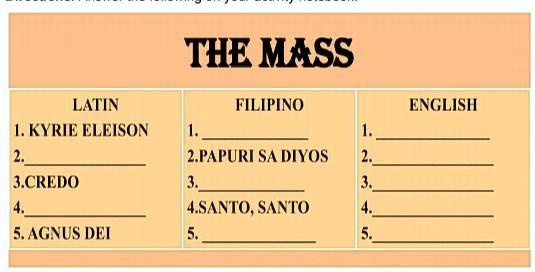 the mass fill in the blank the mass latin filipino kyrie eleison ...