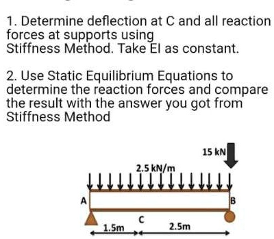 1. Determine deflection at C and all reaction forces at supports using ...