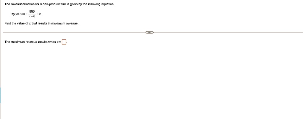 SOLVED: The given equation for a revenue function is given by the ...