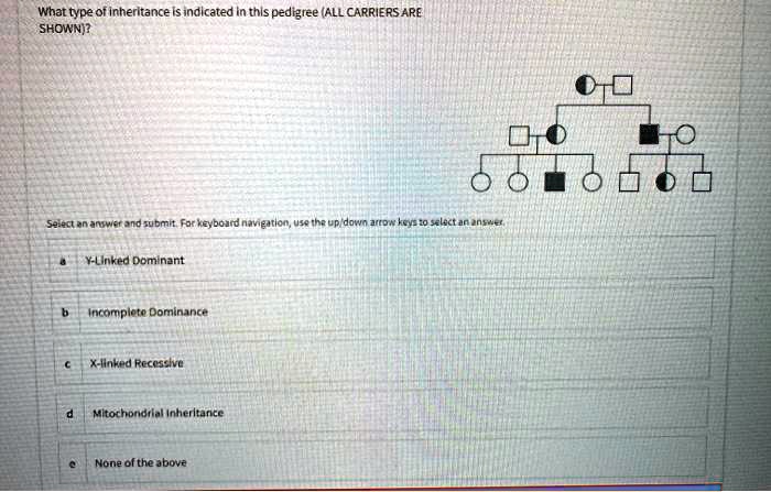 SOLVED: What type of inheritance is indicated in this pedigree (ALL ...
