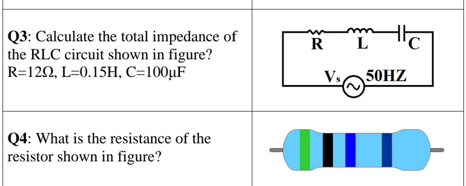 SOLVED: O3: Calculate the total impedance of the RLC circuit shown in the figure. R = 12Î©, L ...