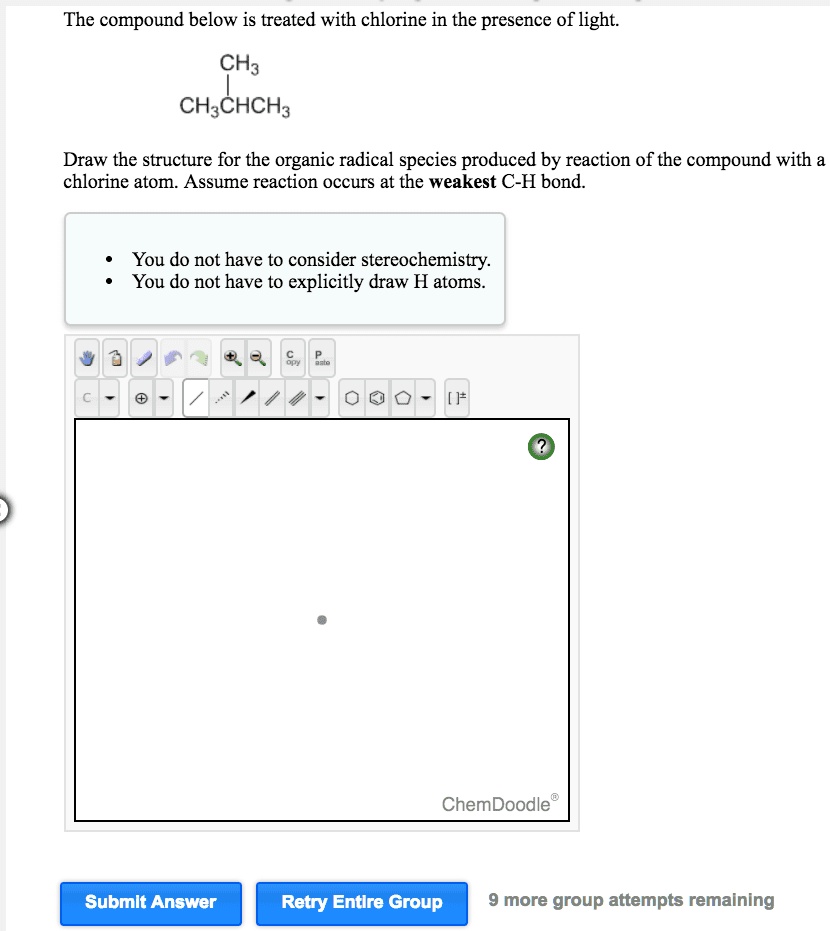SOLVED: ' The compound below is treated with chlorine in the presence ...
