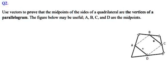 SOLVED: Use vectors to prove that the midpoints of the sides of a quadrilateral are the vertices ...