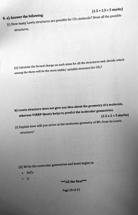 marks 15 35 allthe possible molccule prai 8a answer the following structures are possible how ...