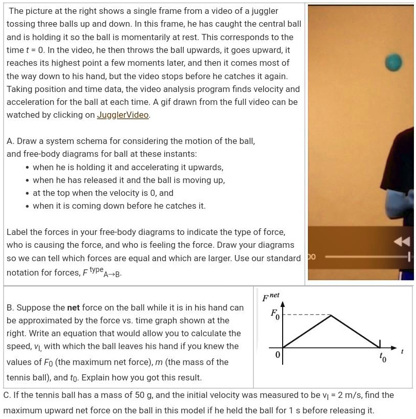 the picture at the right shows a single frame from a video of a juggler ...